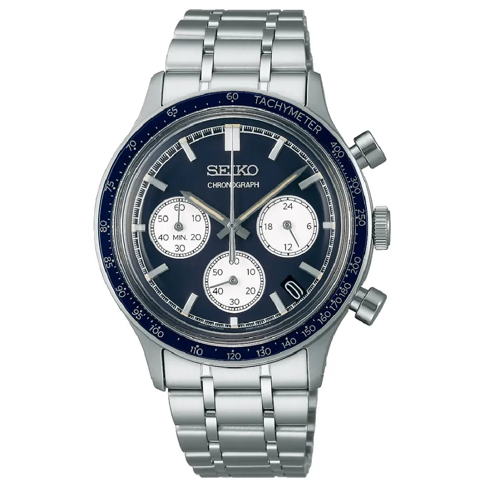 Seiko Essentials Chronograph Quartz Blue Dial Men’s Watch – MonaWatch